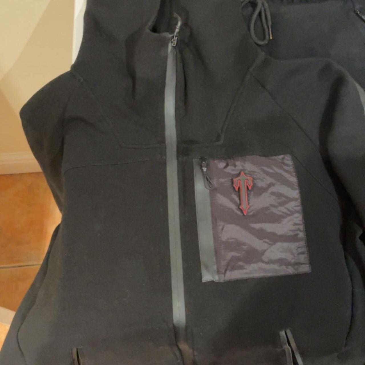 Trapstar black and red tech fleece tracksuit used... - Depop