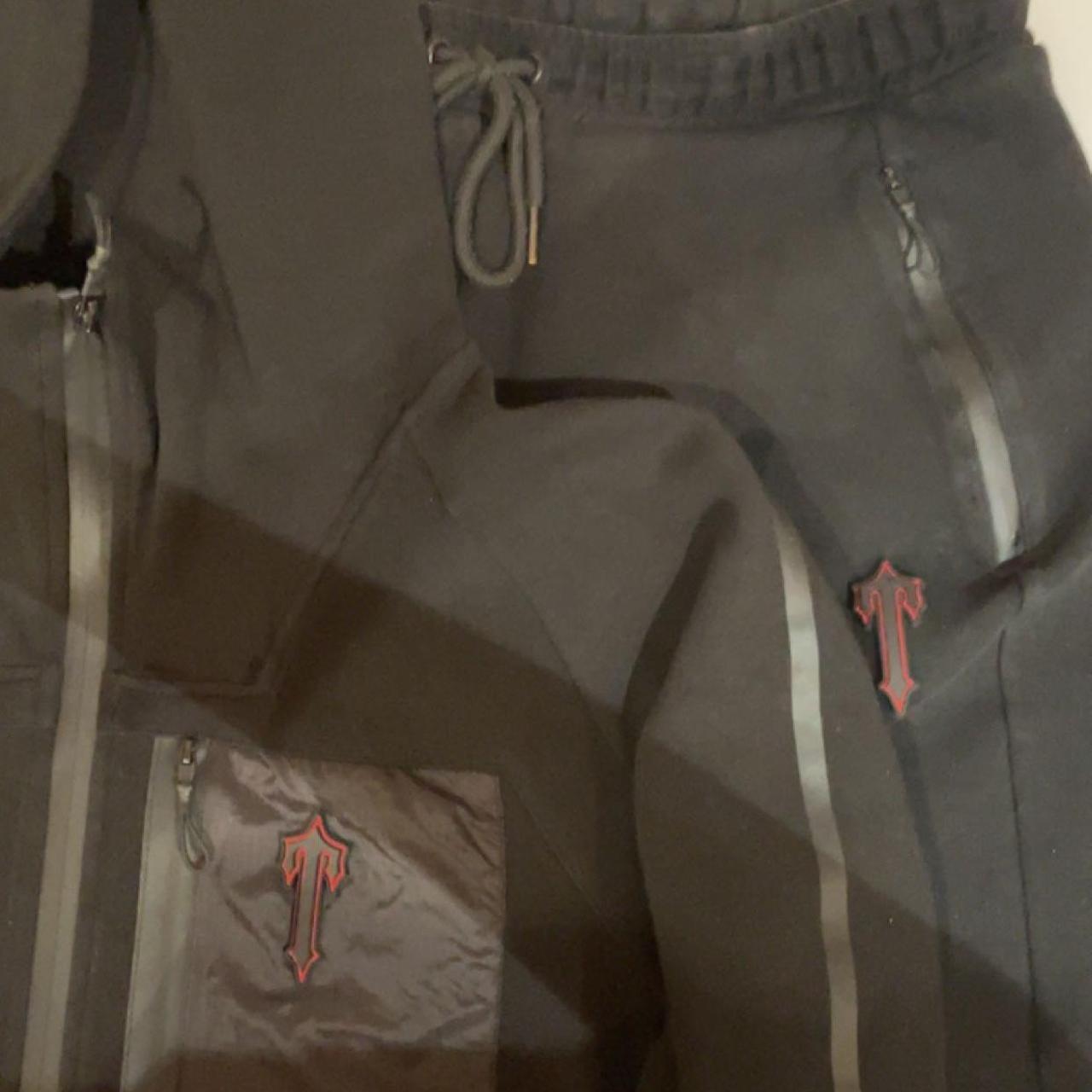 Trapstar black and red tech fleece tracksuit used... - Depop