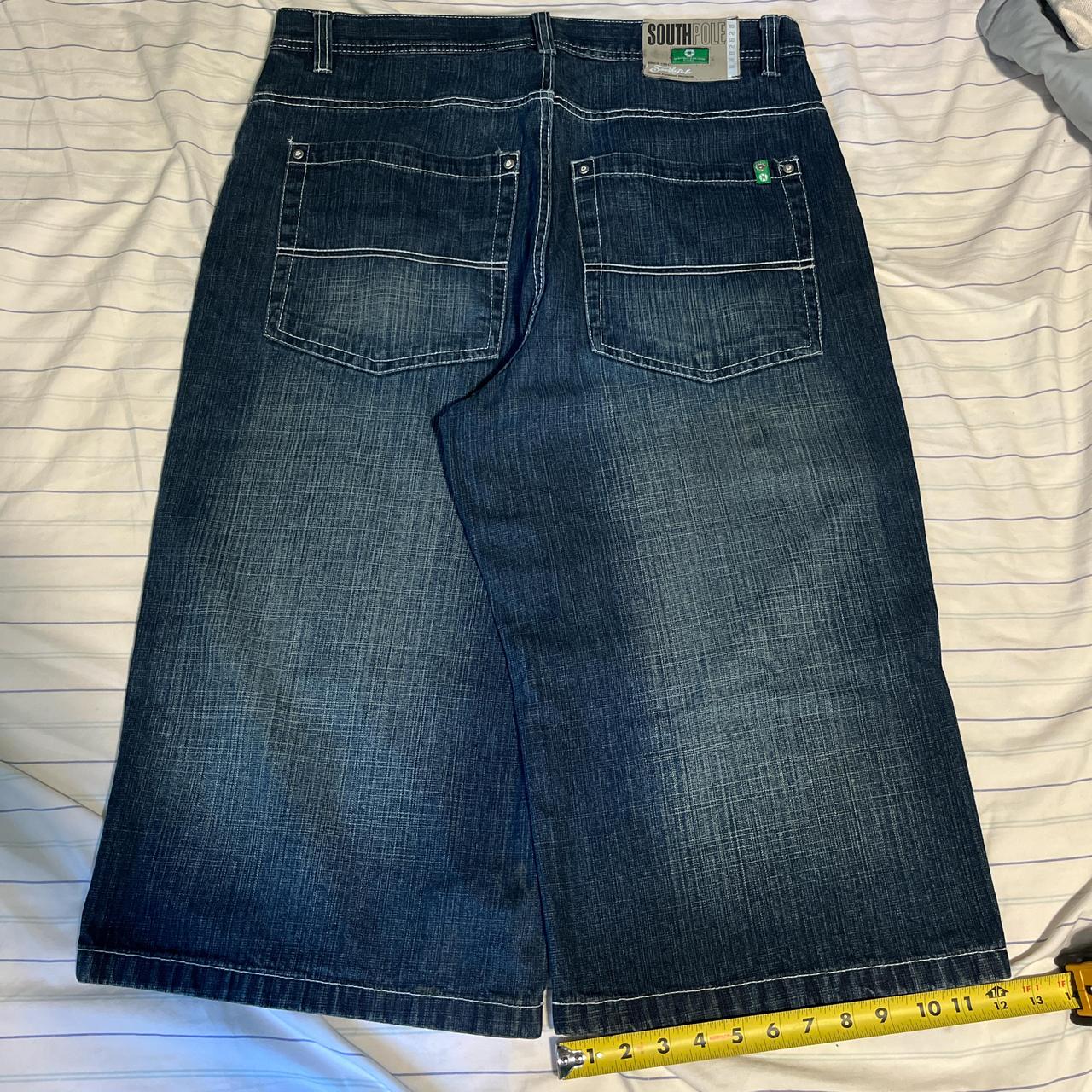Y2K south pole jorts Dark wash Super clean Size... - Depop