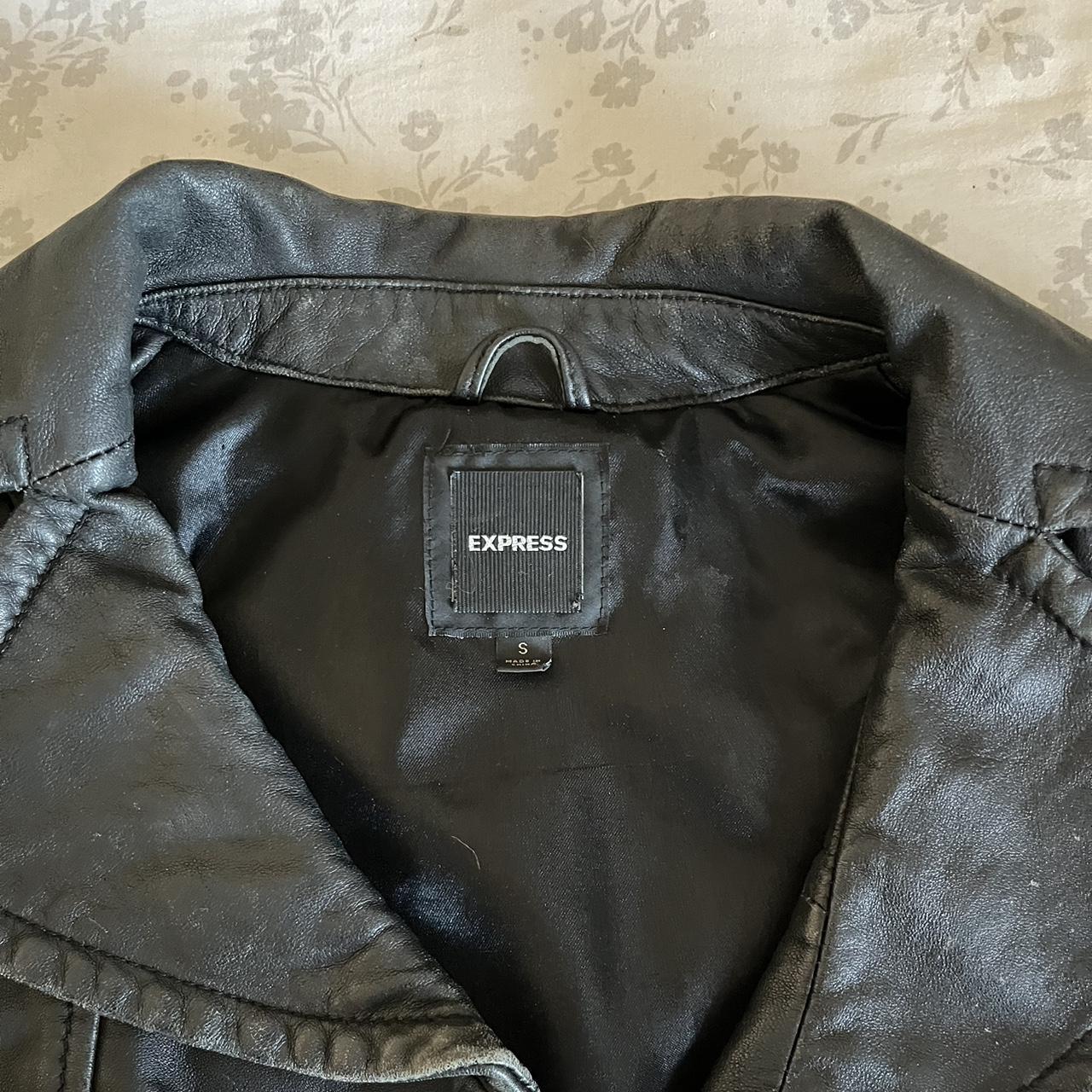 express leather jacket still very good condition - Depop