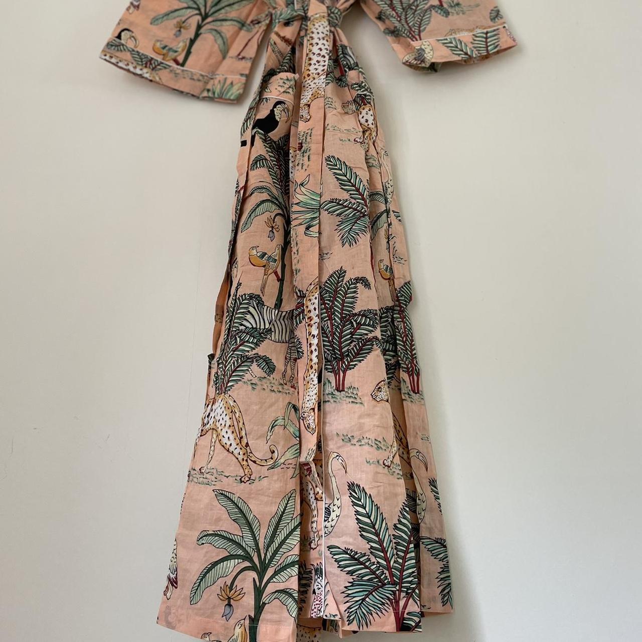 Leopard & jungle print apricot dressing gown robe... - Depop