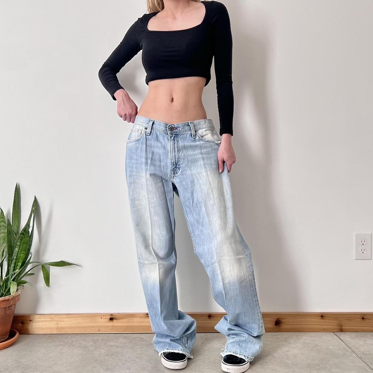 2000s baggy jeans Low rise fit. Faded in light... - Depop
