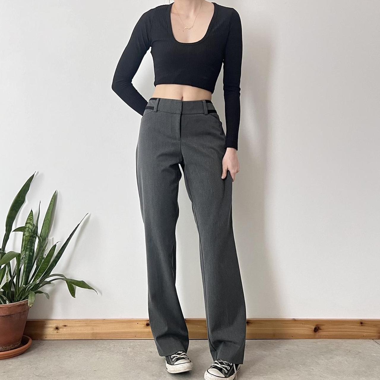 2000s grey trousers Mid rise straight leg fit.... - Depop