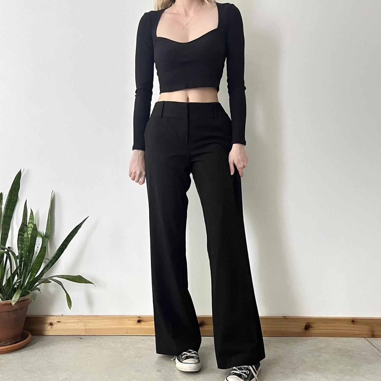 2000s black pants Mid rise flare fit. Perfect... - Depop