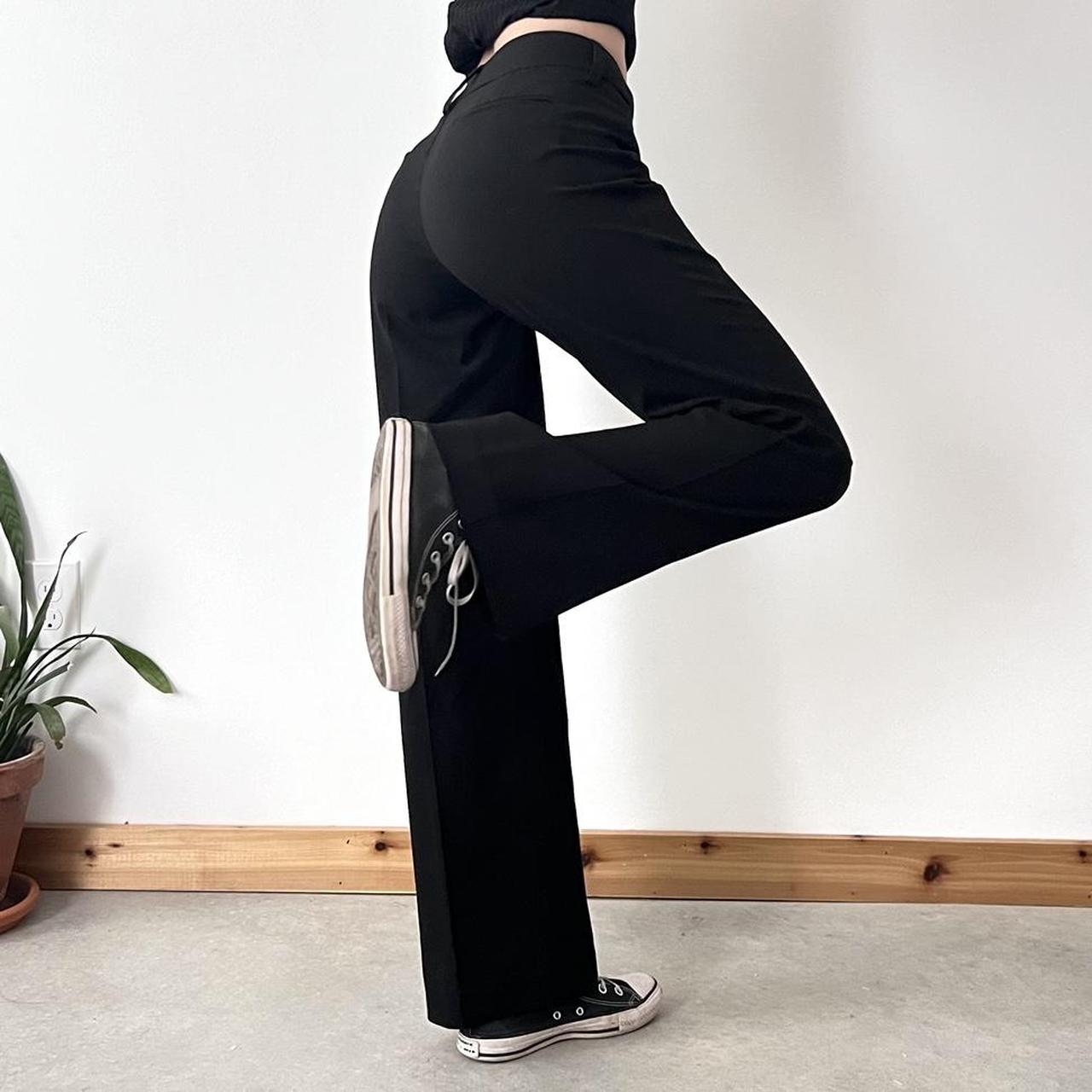 2000s black trousers Mid rise flare fit. Perfect... - Depop