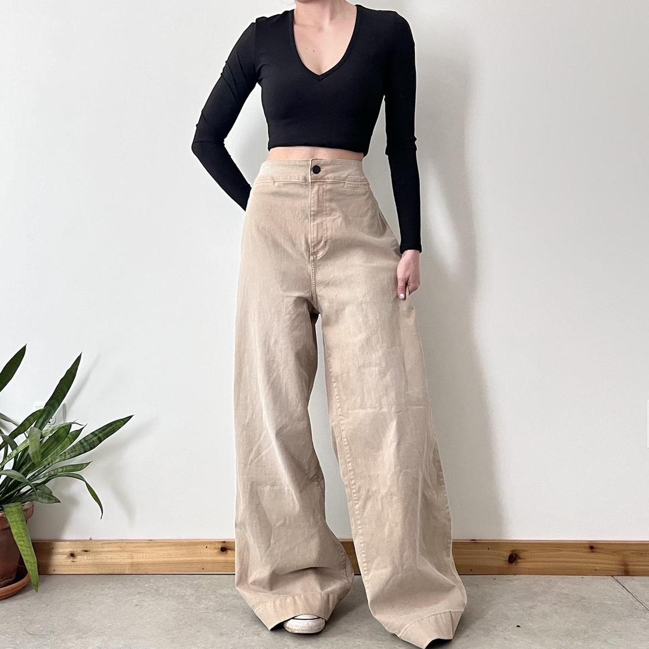 Tan Wide Leg Pants High waisted fit. Denim... - Depop