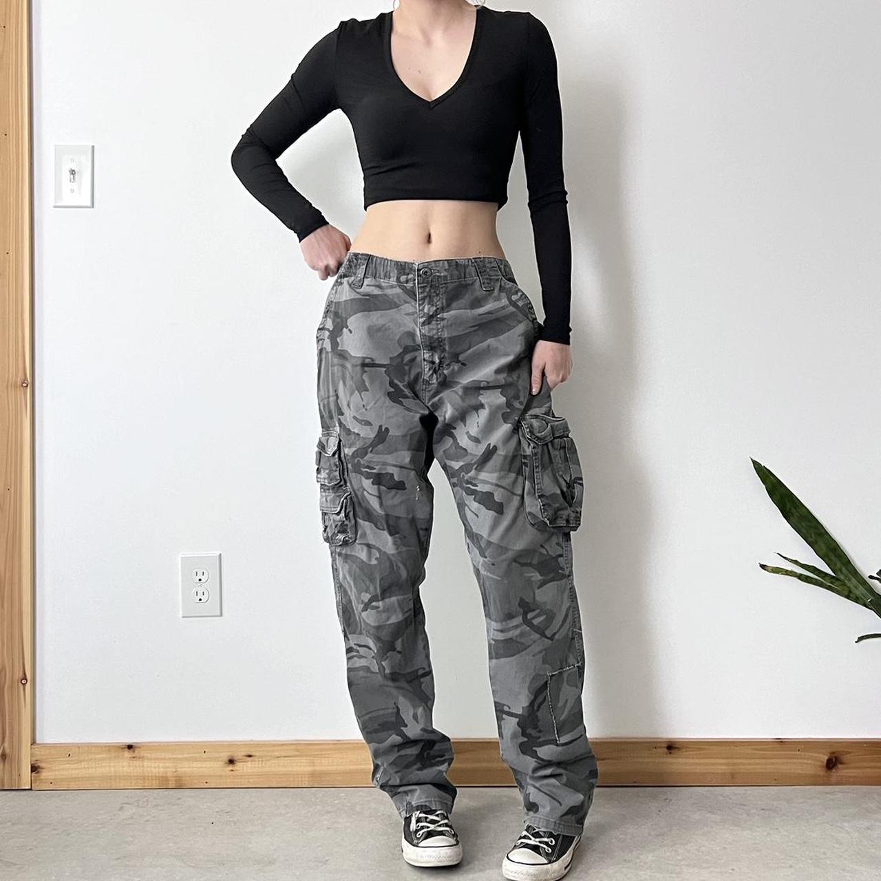 Grey Camo Cargo Pants Can be worn high or low... - Depop