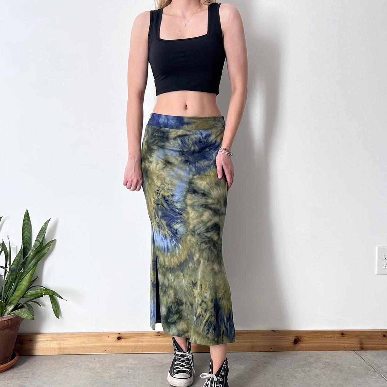 Blue and Green Tie Dye Skirt Soft slinky material.... - Depop