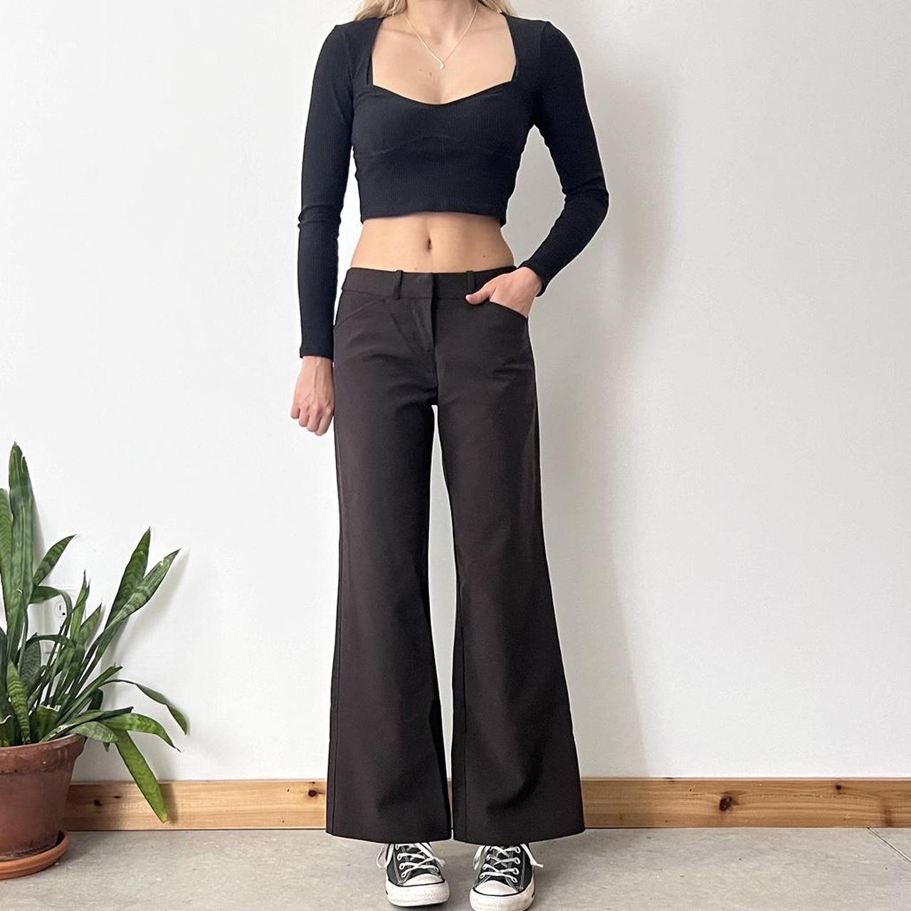 2000s brown pants Low rise flare fit. Perfect... - Depop