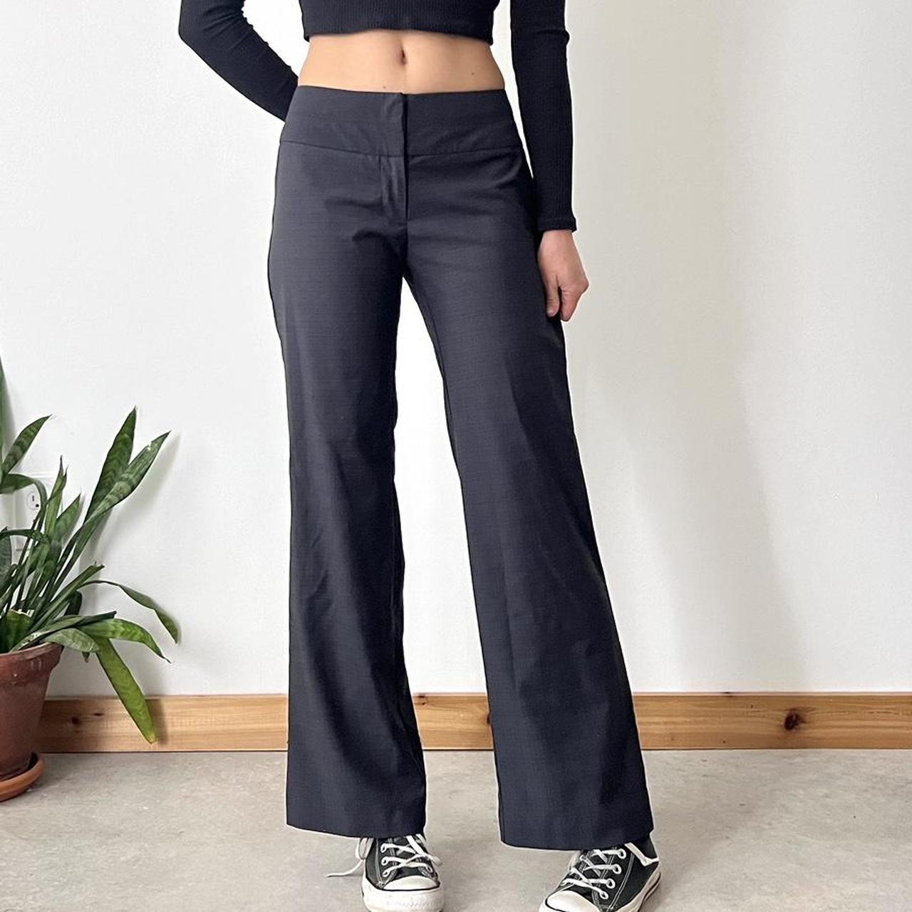 Dark Grey Pinstripe Pants Low rise fit. They’re in... - Depop