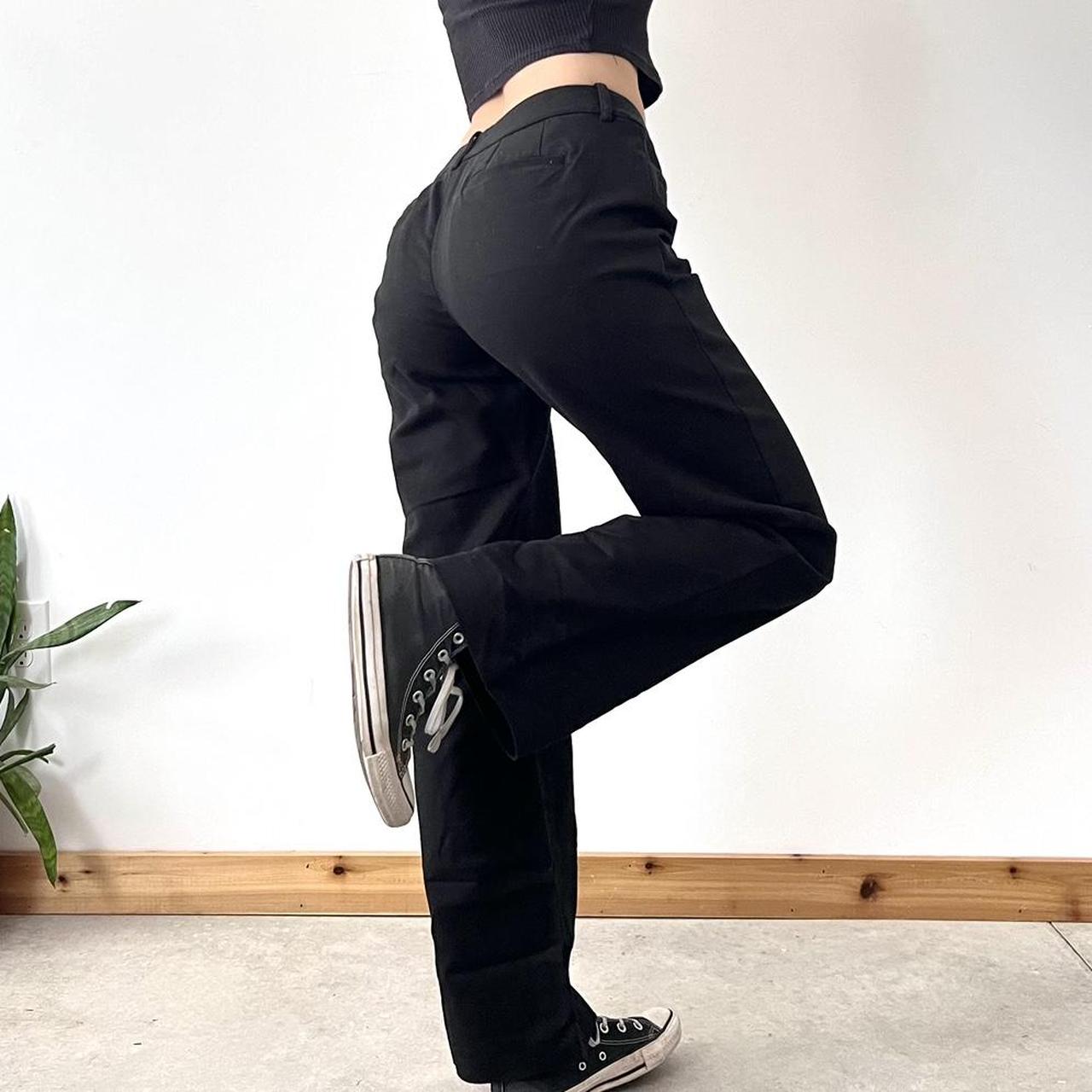 2000s black trousers Mid rise flare fit. Perfect... - Depop