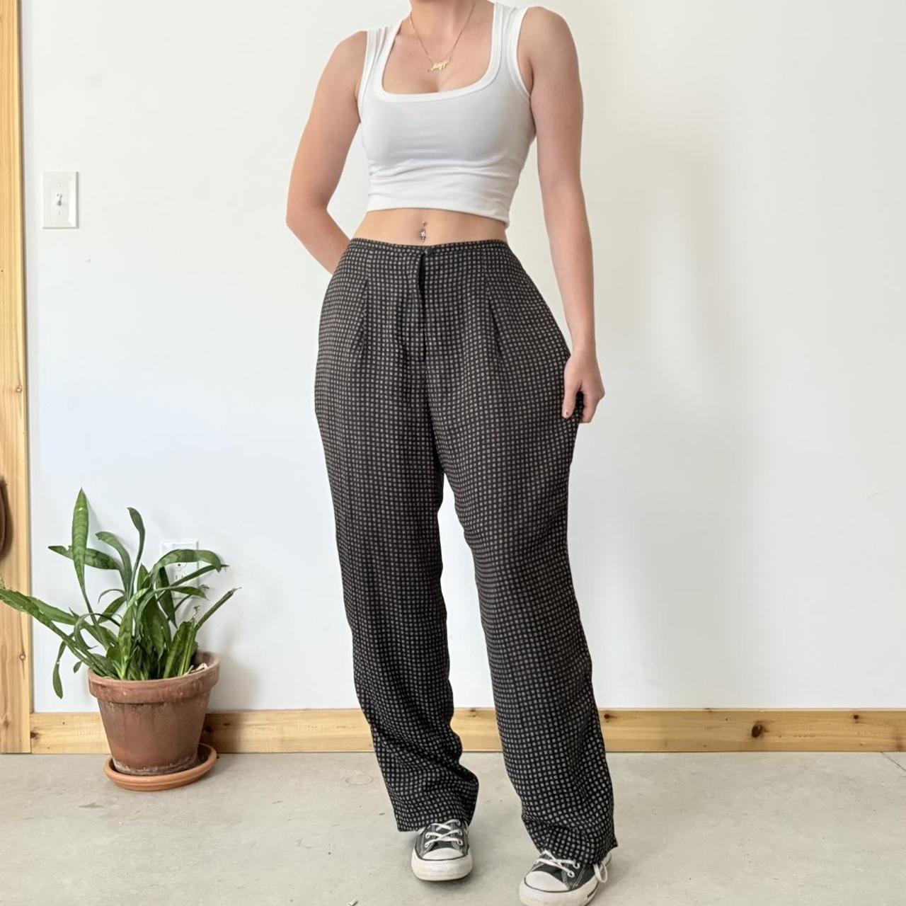 Black and Tan Patterned Pants Cute high waisted... | Depop
