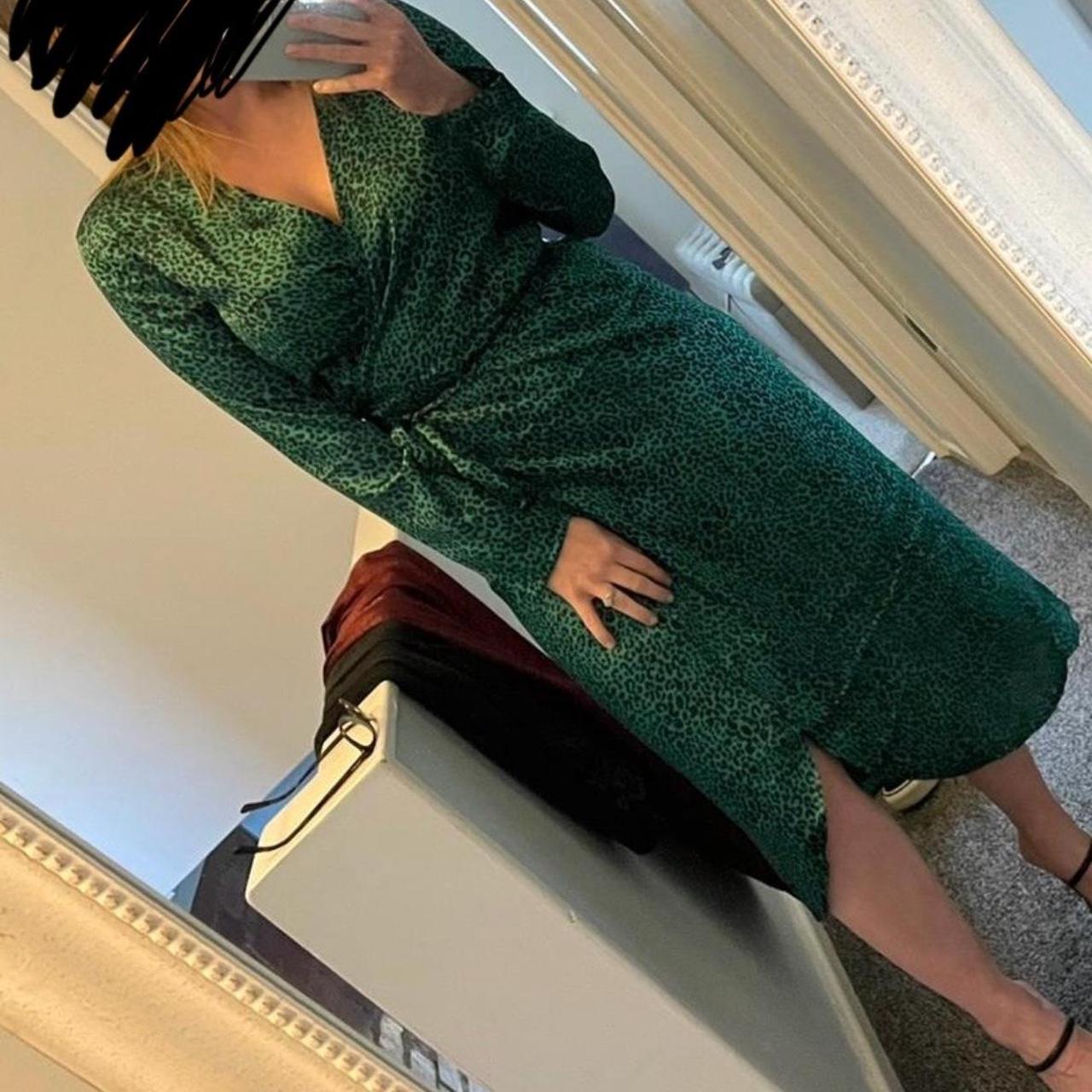 Green wrap dress Dancing leopard wrap dress Size... - Depop