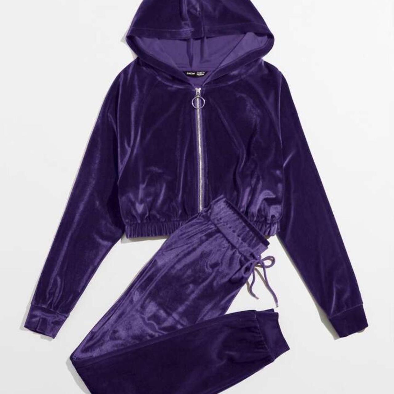 dark blue/purple velvet tracksuit 🤍 Selling as I... - Depop