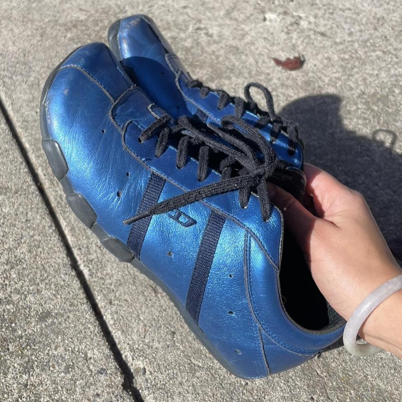 DIESEL y2k metallic blue square toe sneakers US... - Depop