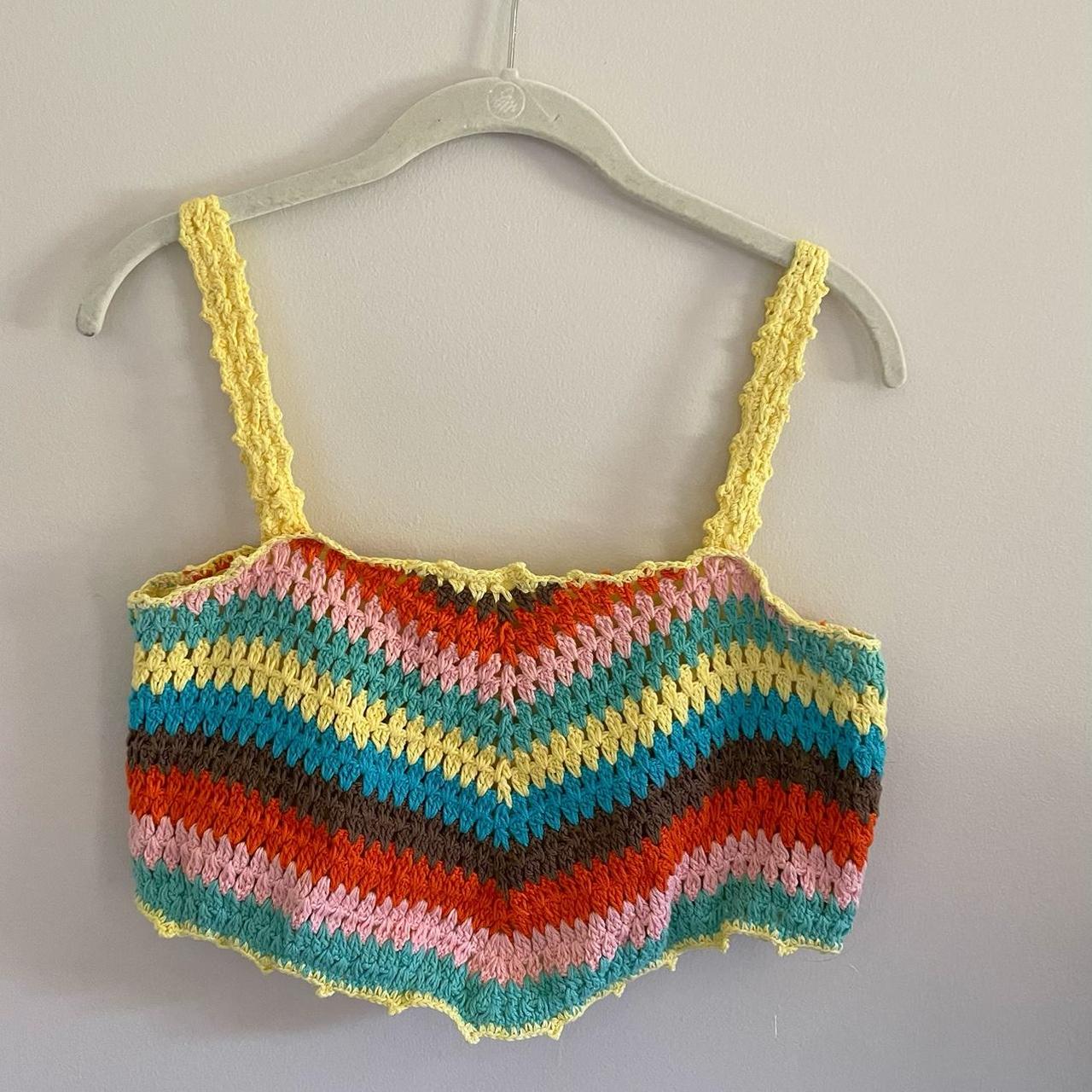 Woven colorful crop top Fits a little bigger than... - Depop