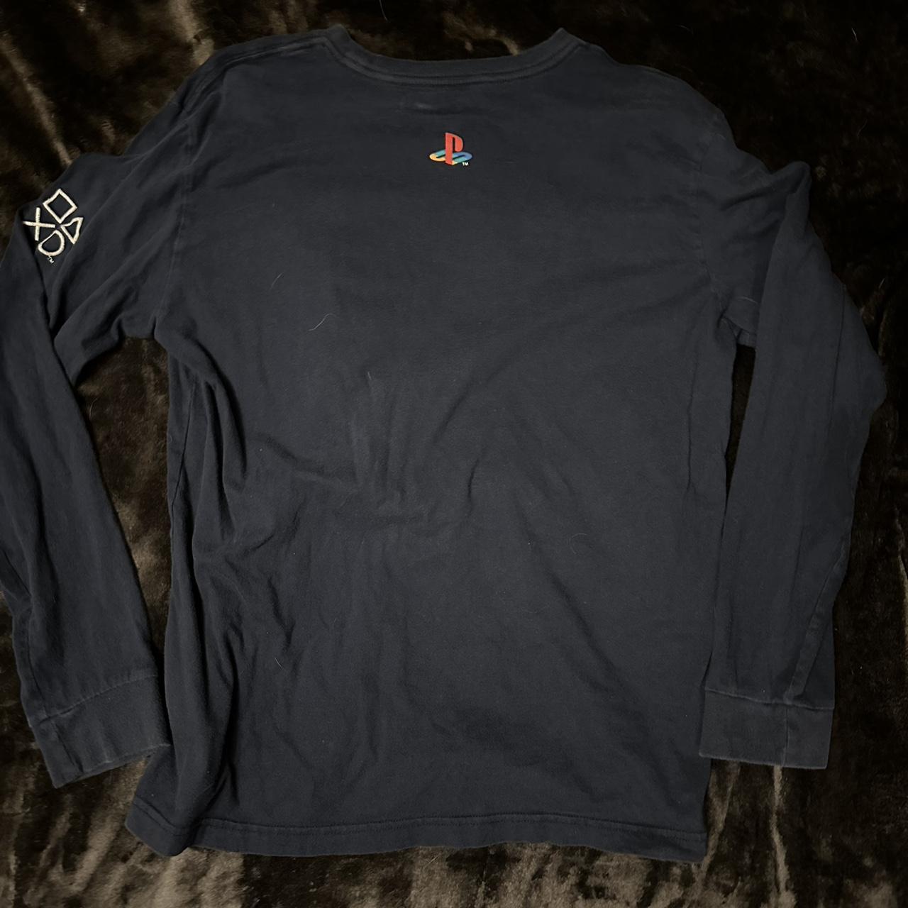 navy embroidered Playstation long sleeve shirt... - Depop