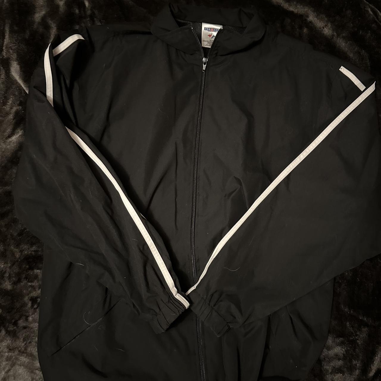 jerzees black and white track jacket medium - Depop