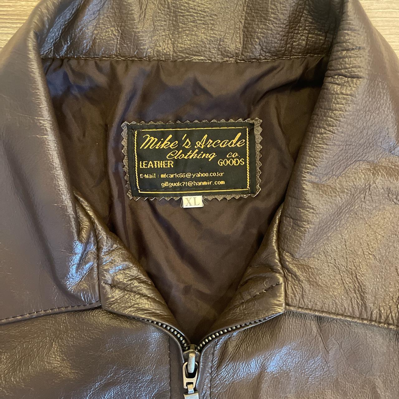 Mikes Arcade Leather Bomber Jacket Mens X-Large... - Depop