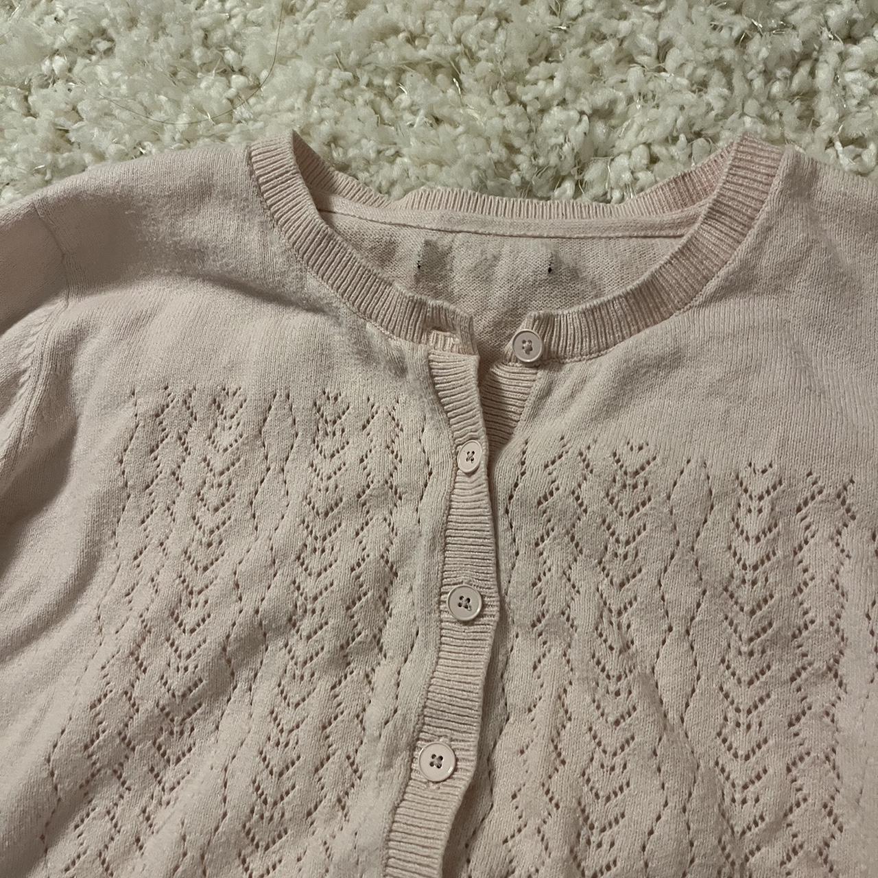 coquette cropped pink preppy cardigan in size XS... - Depop