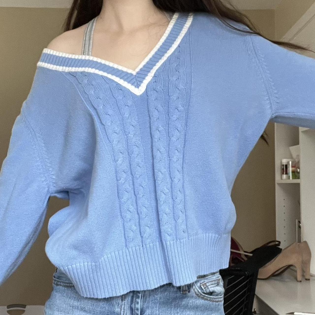 Preppy Royal blue v neck sweater No damage or... - Depop