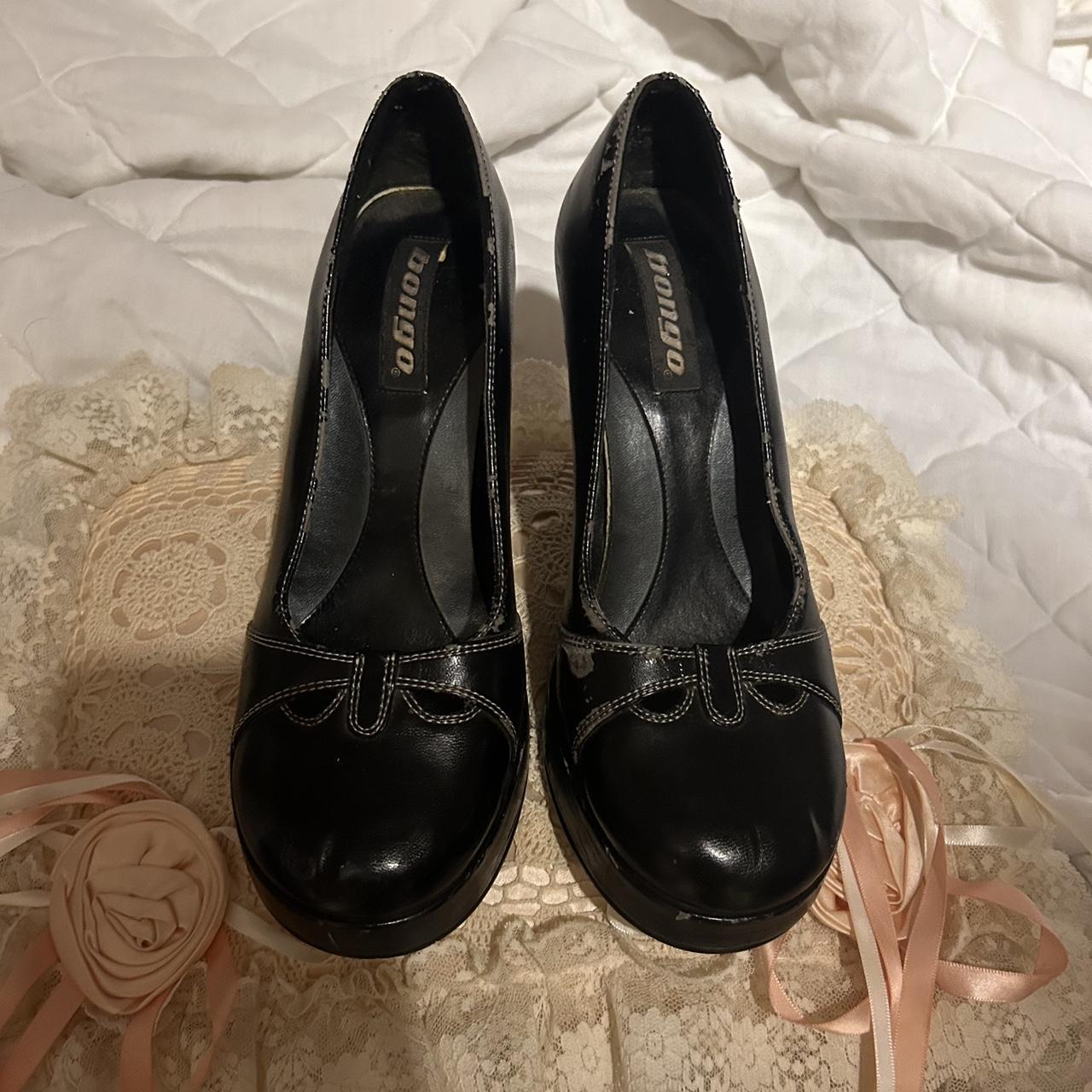 90s vintage bongo black platform chunky mary jane... - Depop