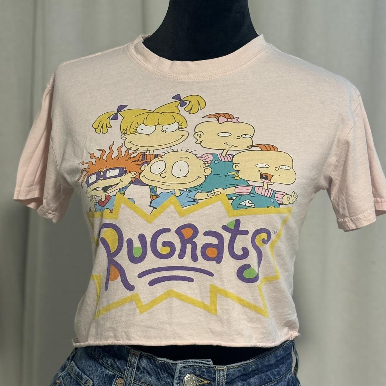 Pink cropped Nickelodeon Rugrats tee size XL fits... | Depop