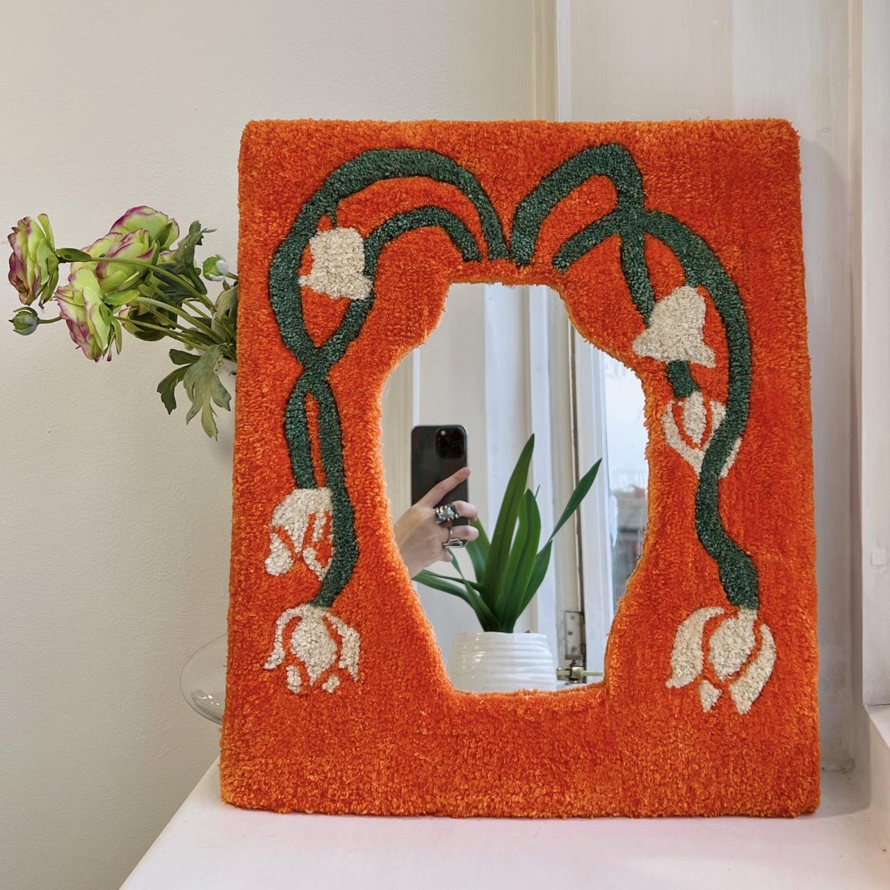 This mirror rug made by a tufting gun with monks... - Depop