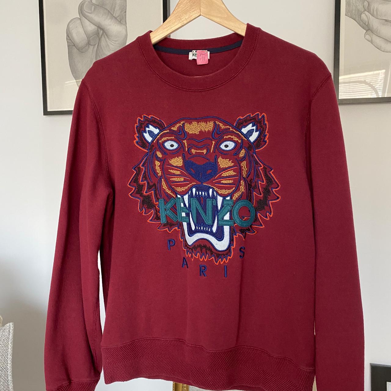 KENZO Tiger Head Pattern Long Sleeves Pullover... - Depop