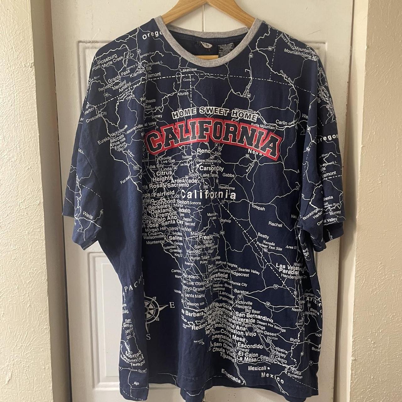Vintage All Over Print California Map Tee, Size XXXL... - Depop