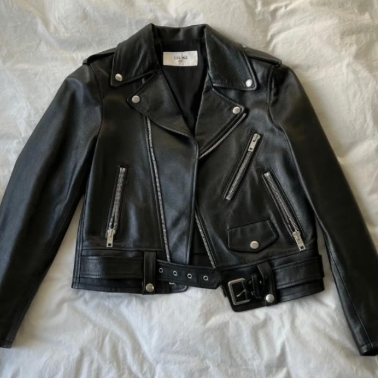 Celine leather jacket Worn twice. In perfect... - Depop