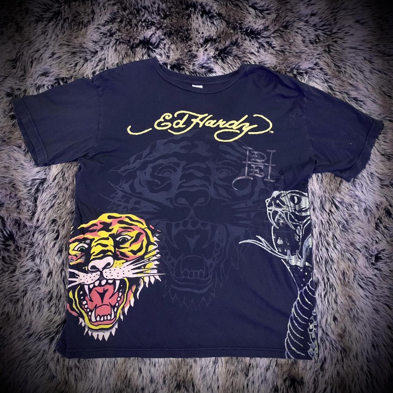 VINTAGE RARE ED HARDY TIGER/SNAKE TEESHIRT Super... - Depop