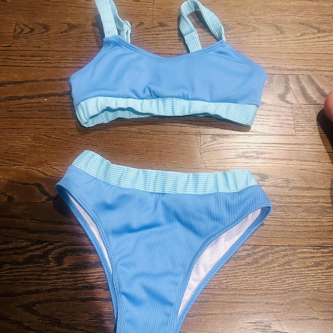 Light blue and dark blue bikini size small from target - Depop