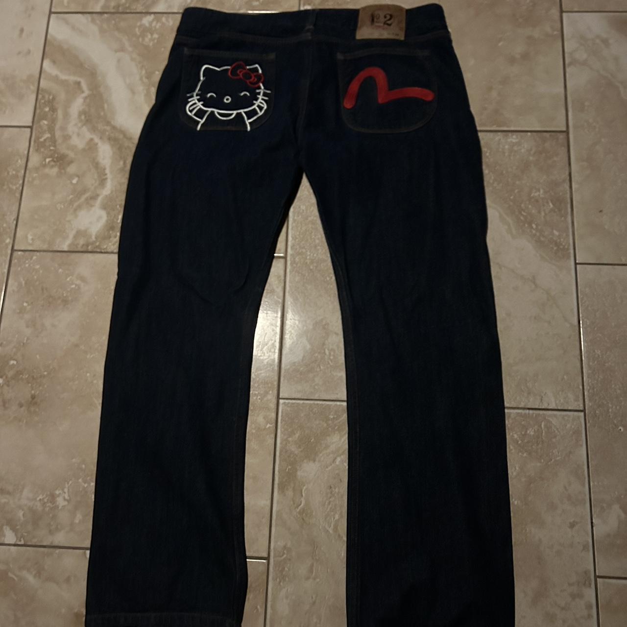 Hello Kitty X Evisu denim, Size 34, Worn 3 times,... - Depop