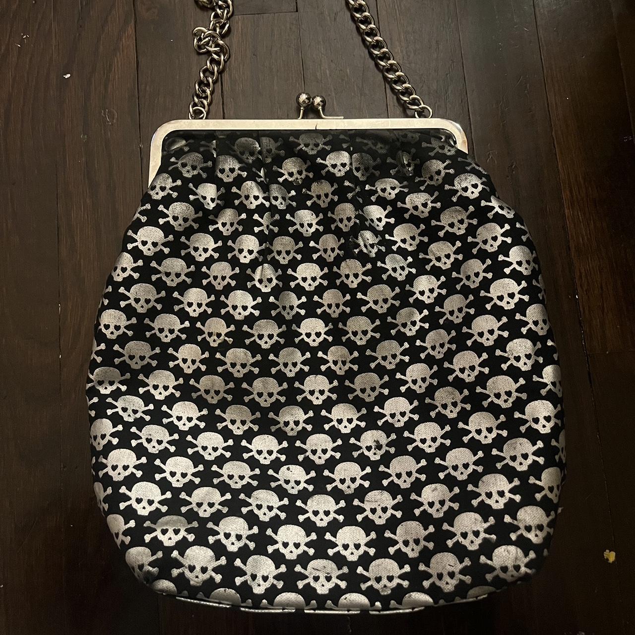 skull bag minor fading of print at top of bag... - Depop