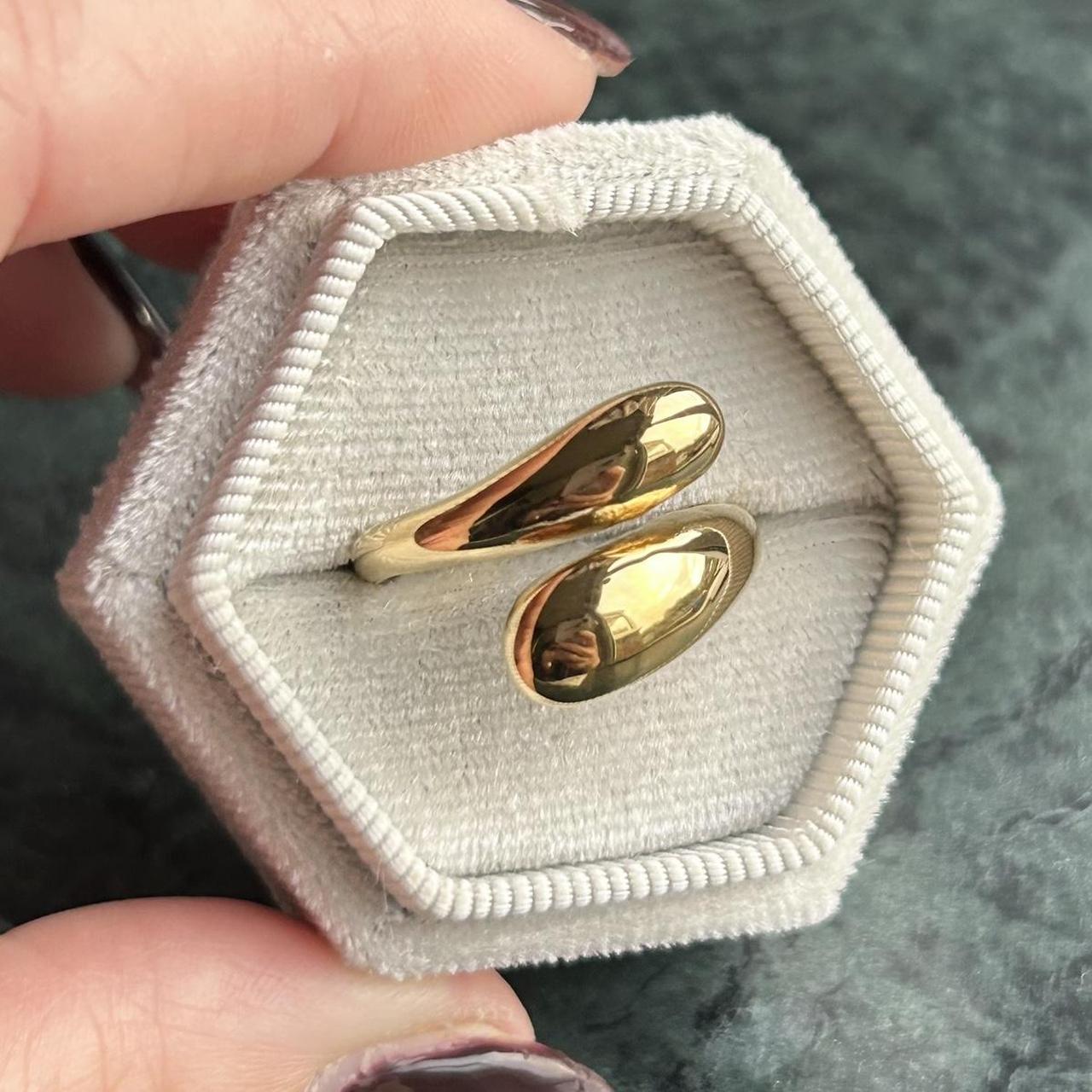 Gold Adjustable Solid Colour Ring | Wrap Around Ring... | Depop