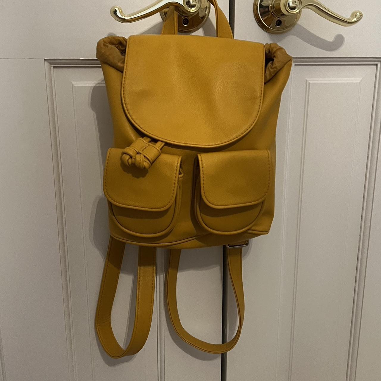 yellow mini backpack cute color!! perfect size.... - Depop
