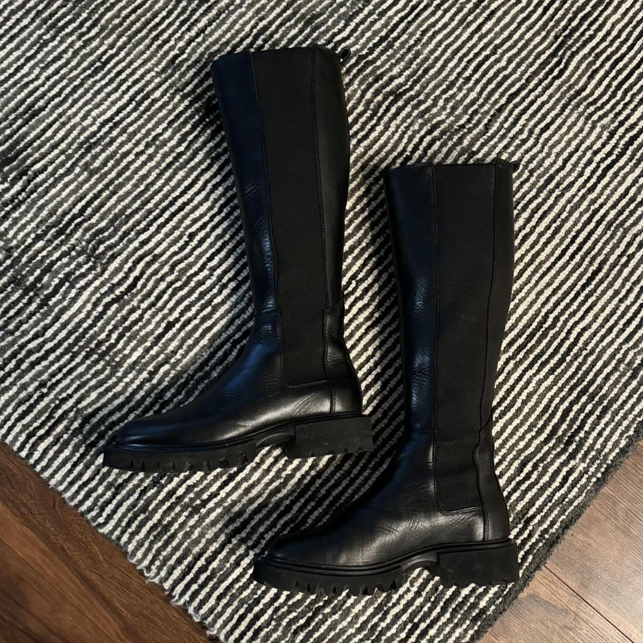 Allsaints. Womens size 37. Knee high Chelsea boots.... - Depop