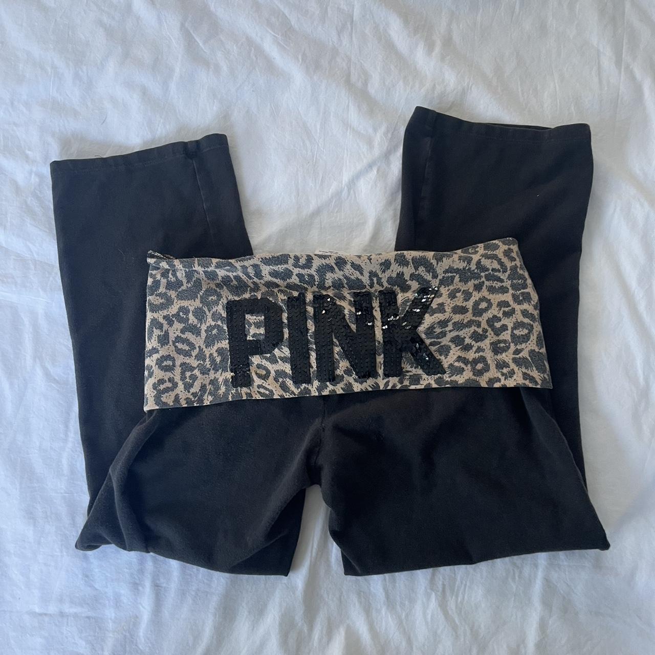 vintage PINK victoria secret foldover leopard print... | Depop