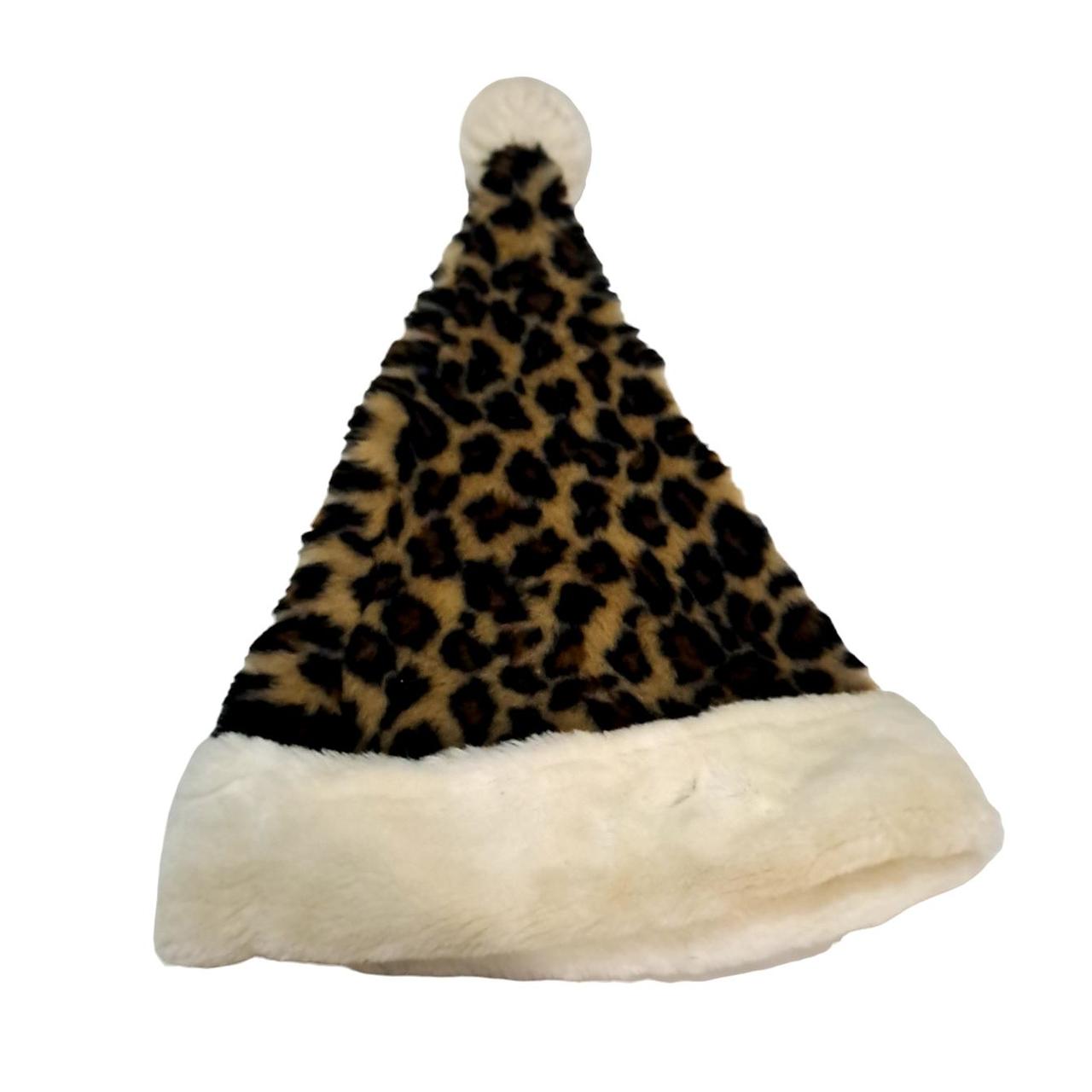 Leopard Print White Trim Faux Fur Santa Hat #leopard... - Depop