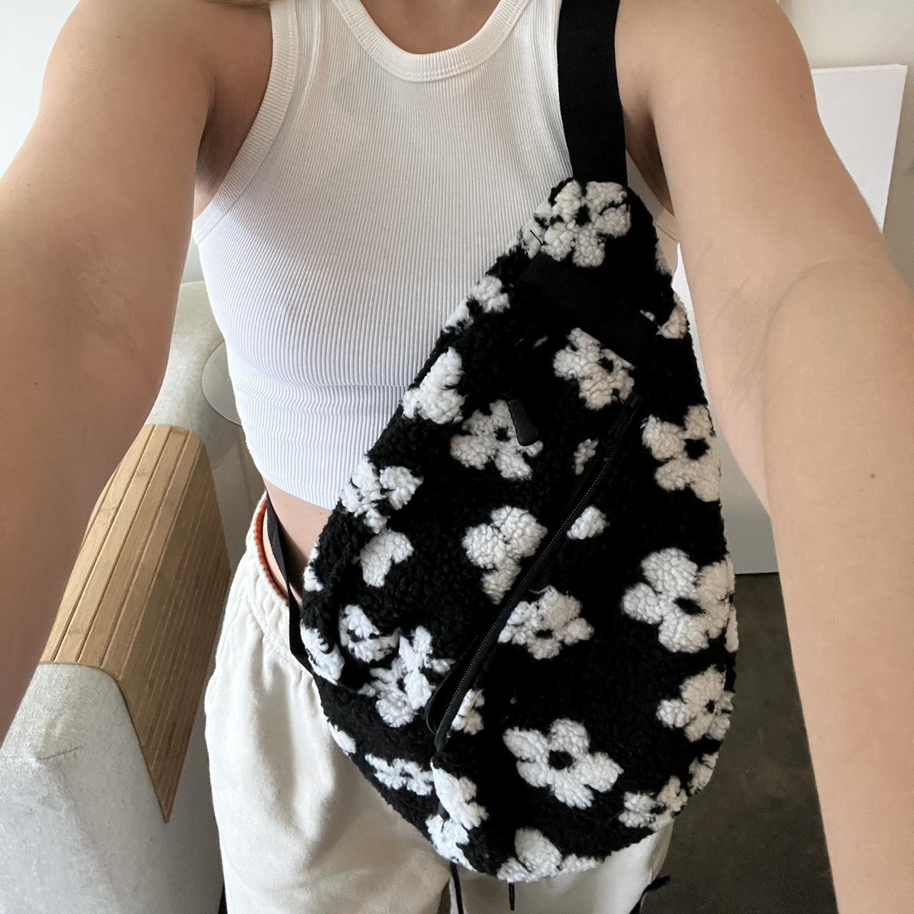 Oversized fuzzy floral fanny pack. In great... - Depop