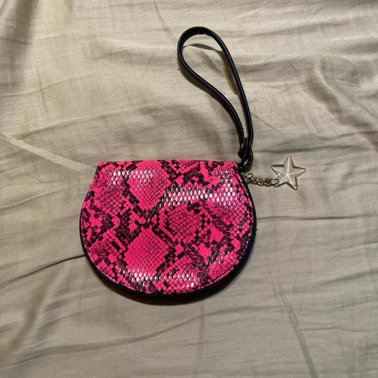 no brand emo hot pink snake skin pouch has lil... - Depop