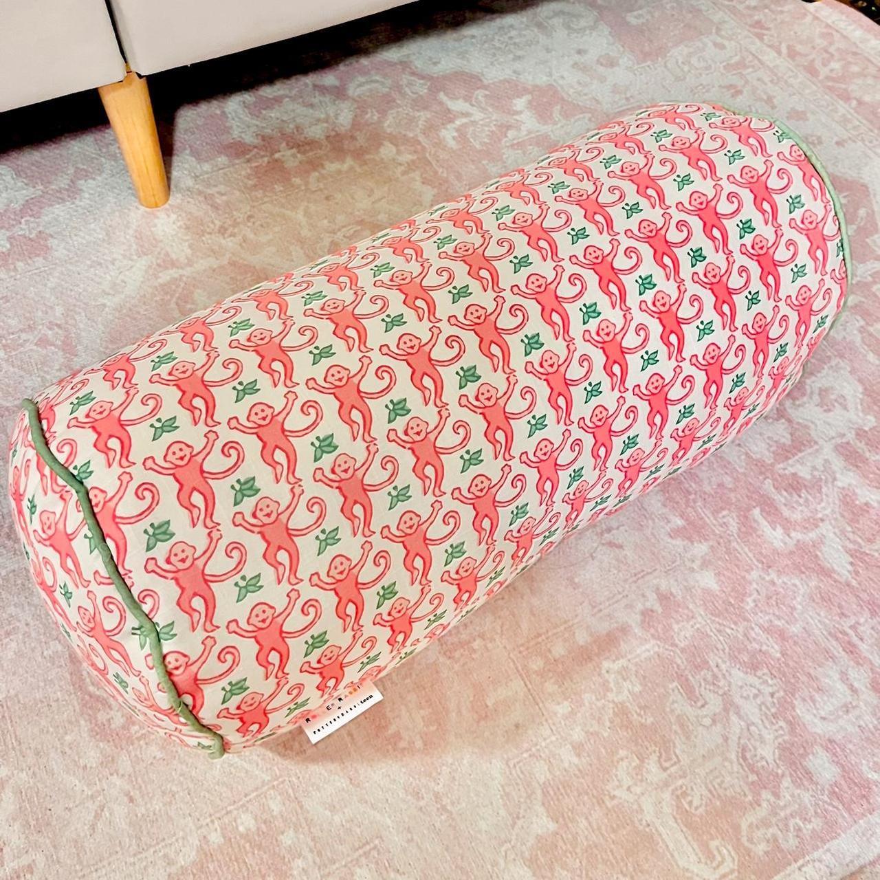 Pottery Barn Roller Pink Rabbit Bolster throw... | Depop