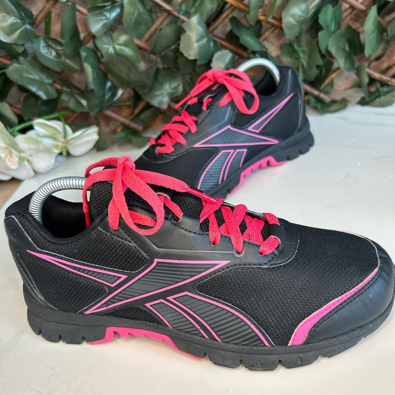Reebok ladies trainers shoes sneakers Black/pink... - Depop