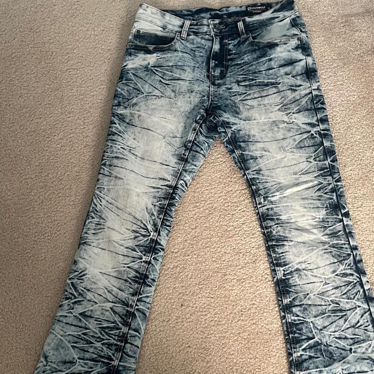Light blue stacked/flared jeans, size 32 | Depop