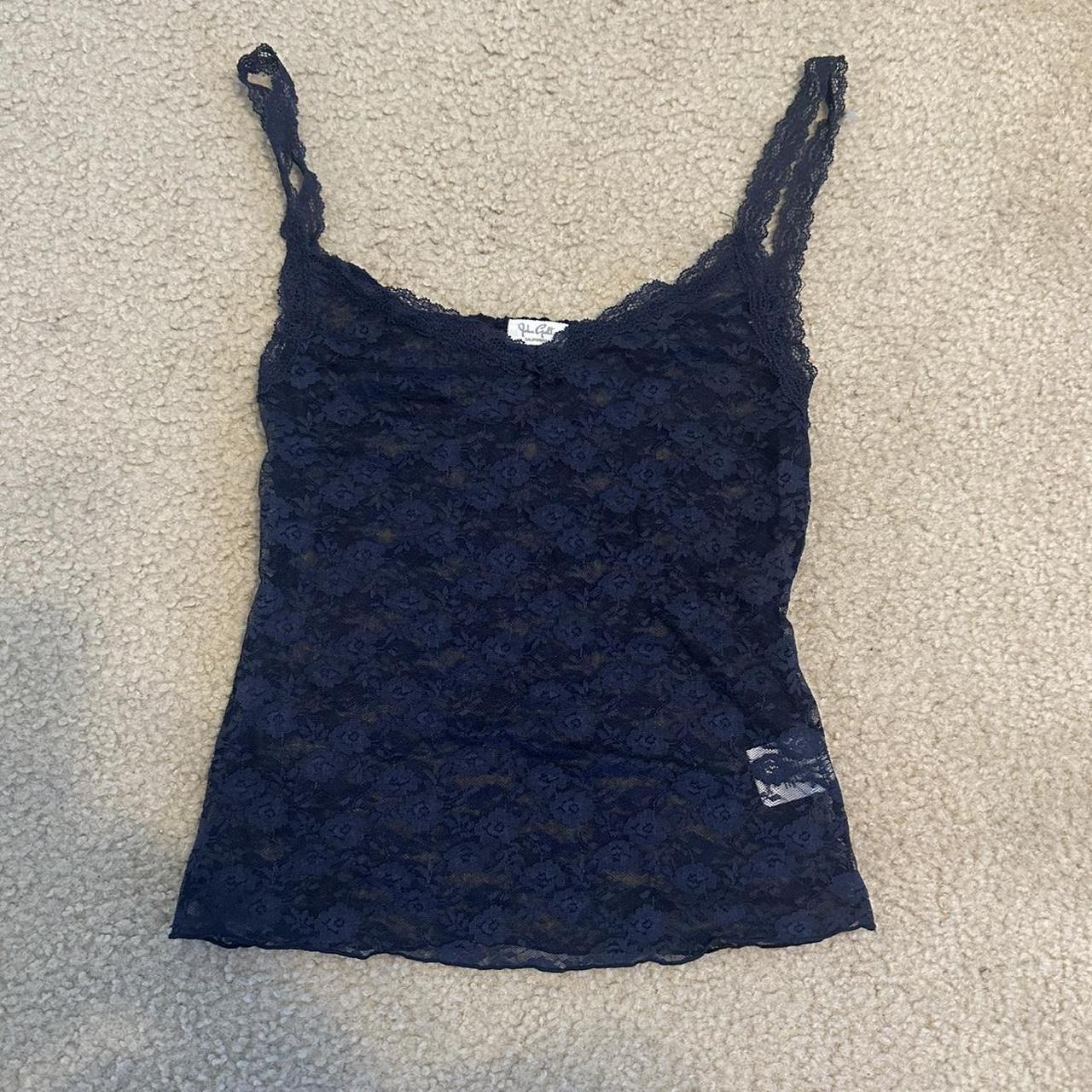 Navy blue brandy melville lace tank top!! so cute... | Depop