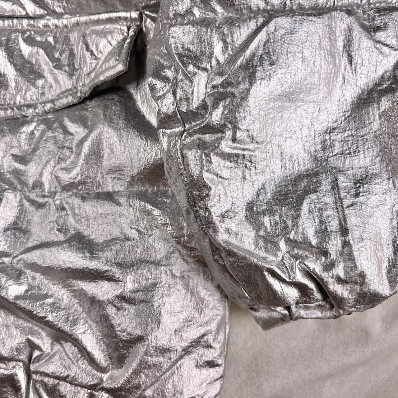 Zara Kids Metallic Silver Hooded Puffer Jacket size... - Depop