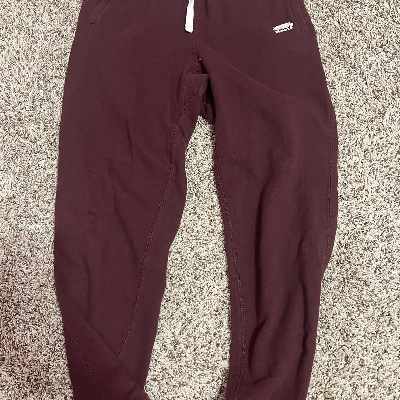 ONLY WORE A COUPLE TIMES ROOT SWEATPANTS BURGUNDY... - Depop