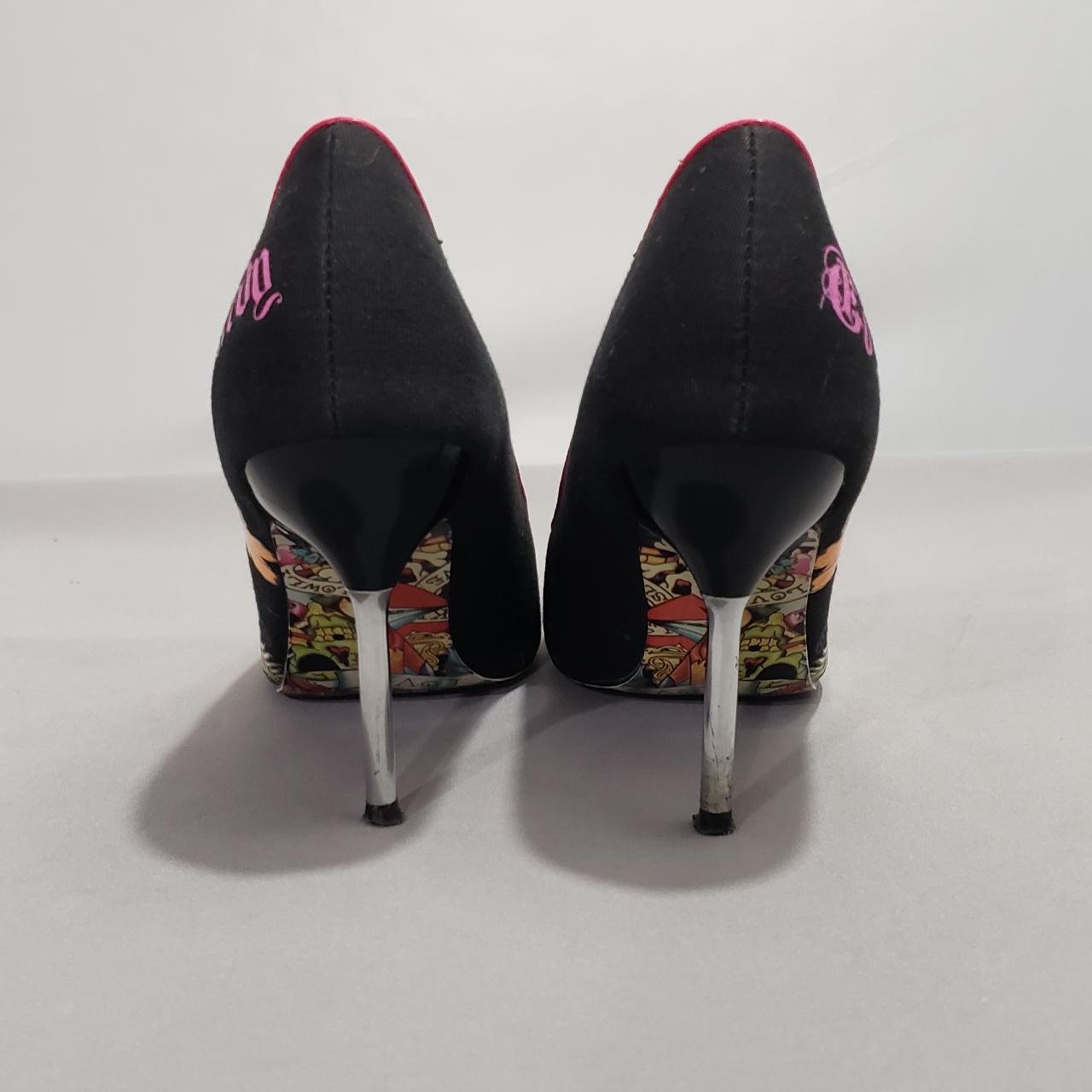 Vintage Ed Hardy Heels size 5 with koi fish and... - Depop