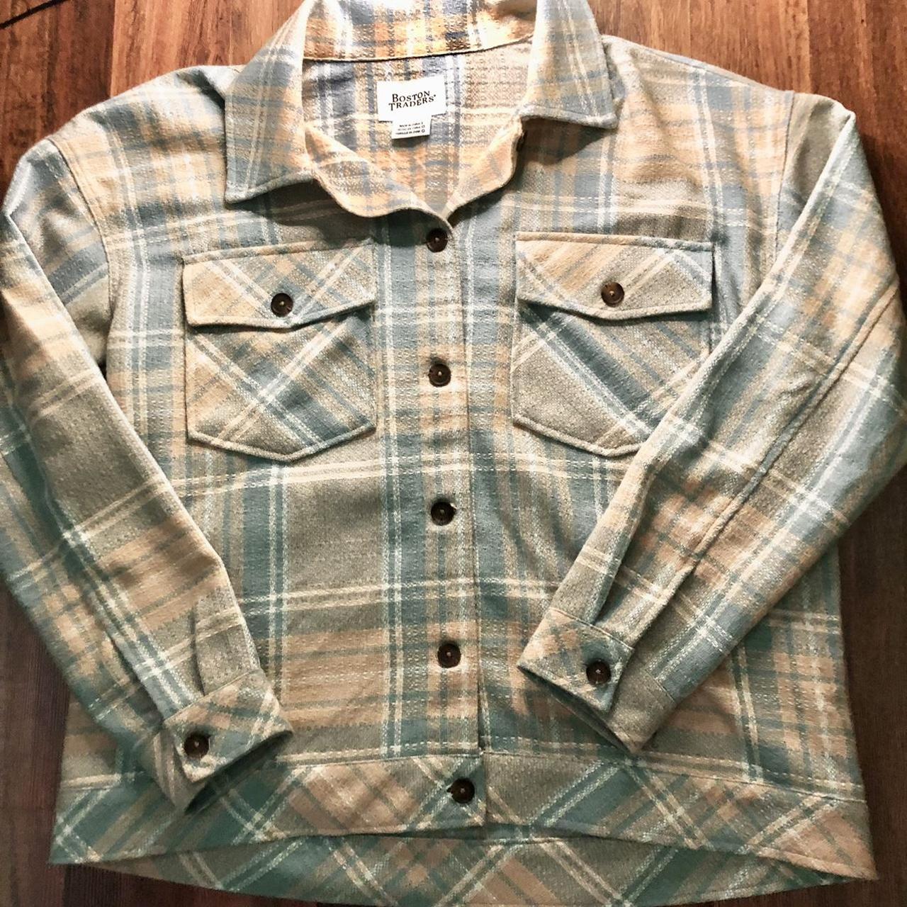 Light Yellow and Blue Shacket Perfect... - Depop